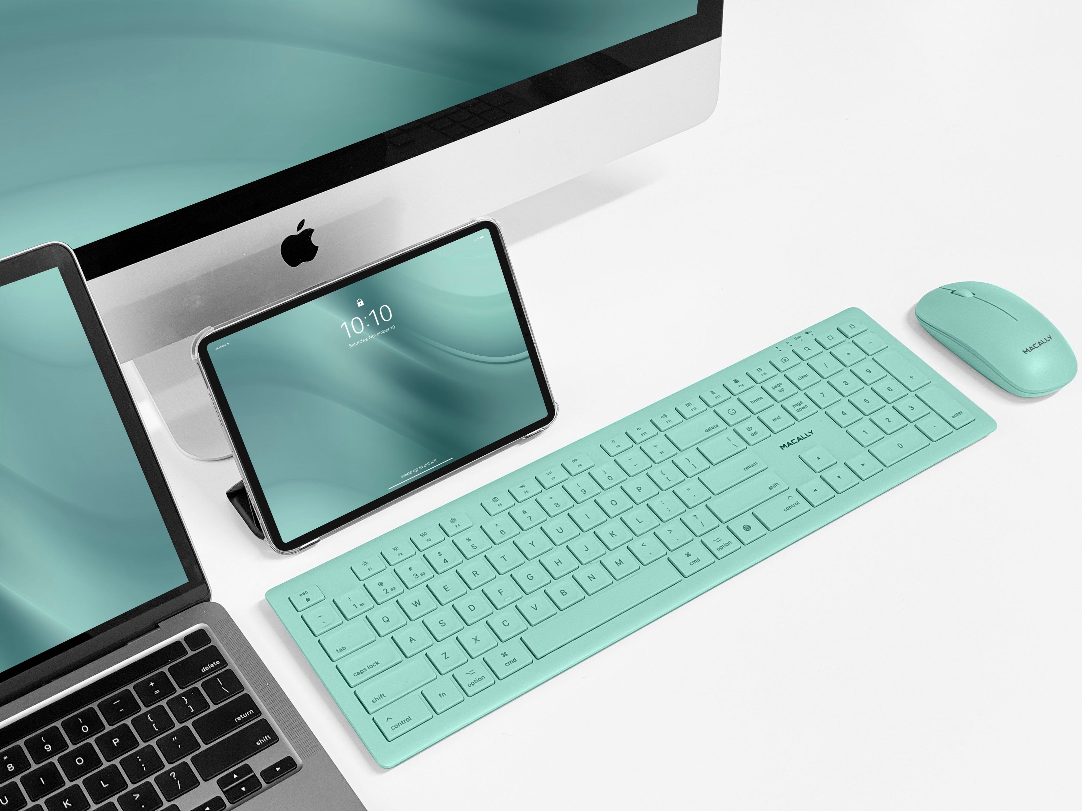 Macally Keyboard and Mouse Wireless – Bluetooth Combo for Mac & iOS