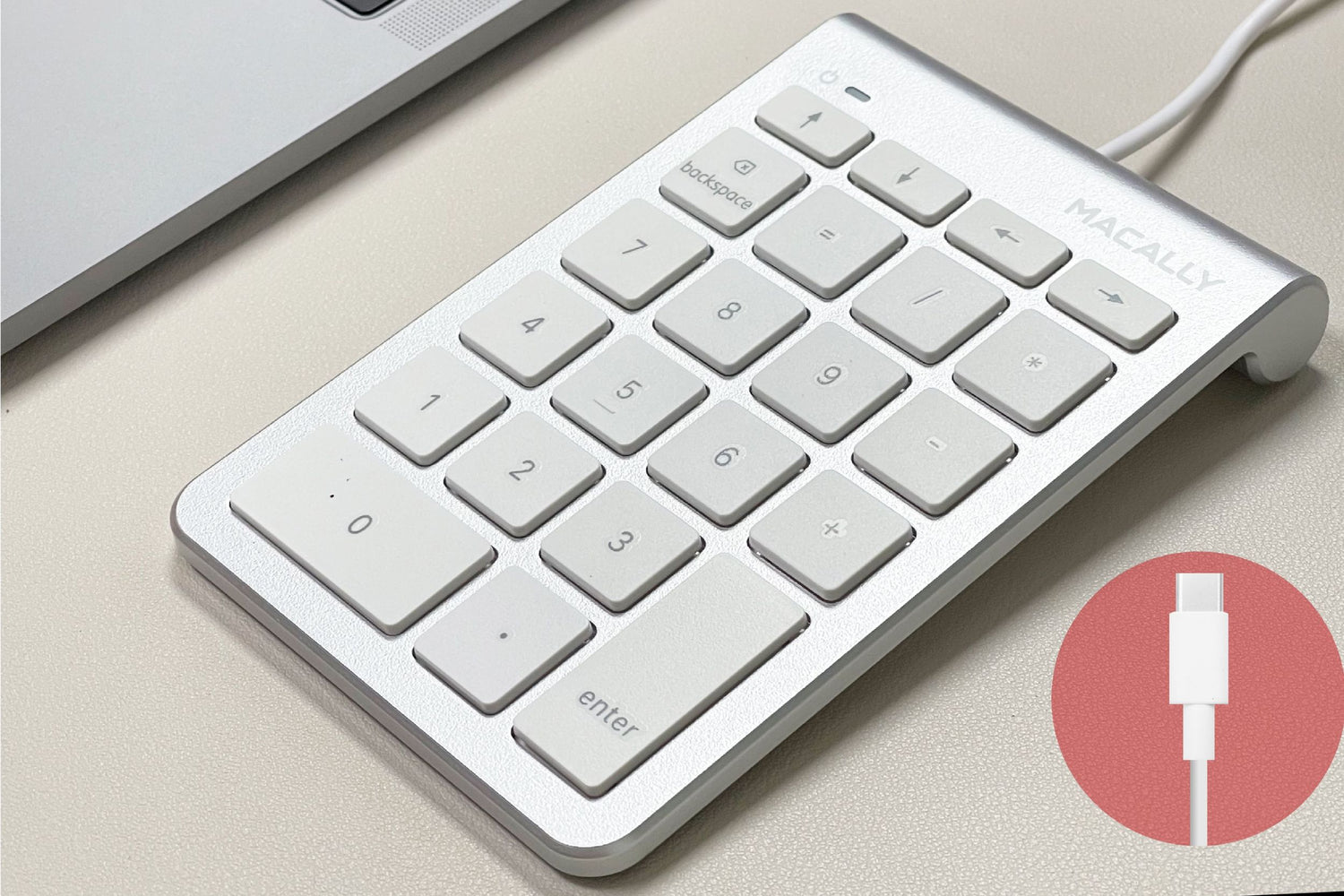 USB C Number Pad | Ultimate 10 Key Data Entry with Extra Numeric Keypad Functions | Macally