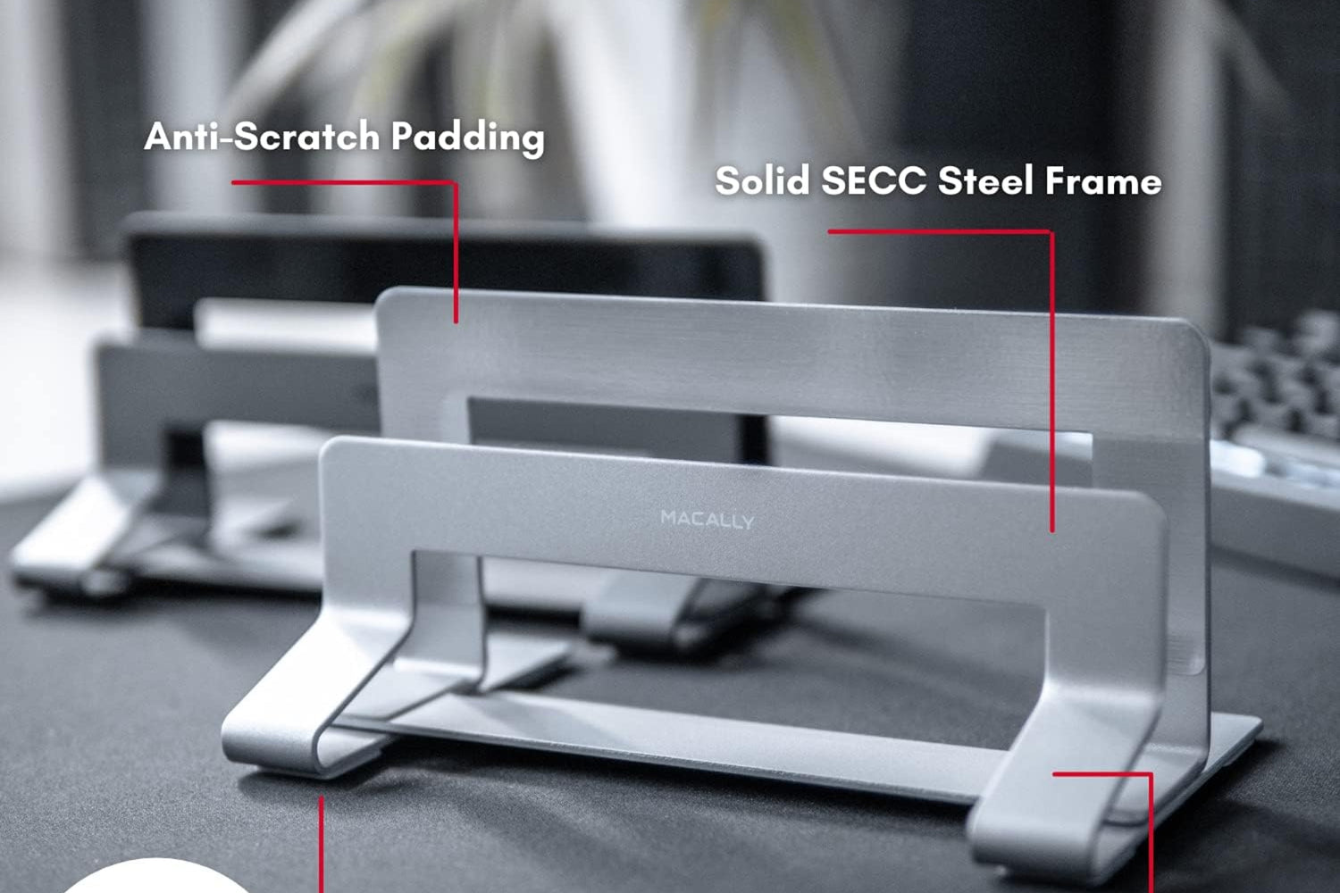 Vertical Laptop Stand for Desk – Adjustable, Space-Saving | Macally