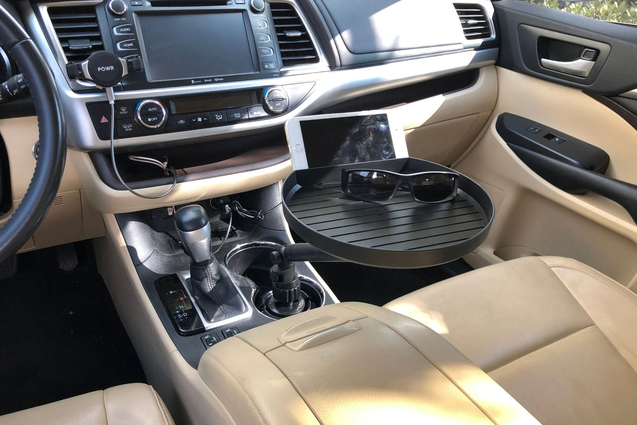 Adjustable Car Cup Holder Tray with Phone Slot | Macally