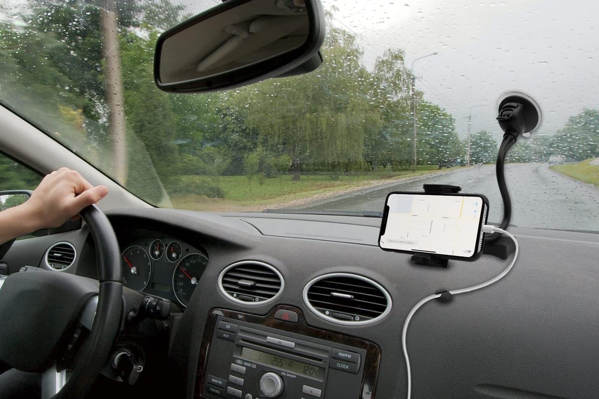 Windshield Phone Mount for Car | Strong Suction, Gooseneck, 360° View ...
