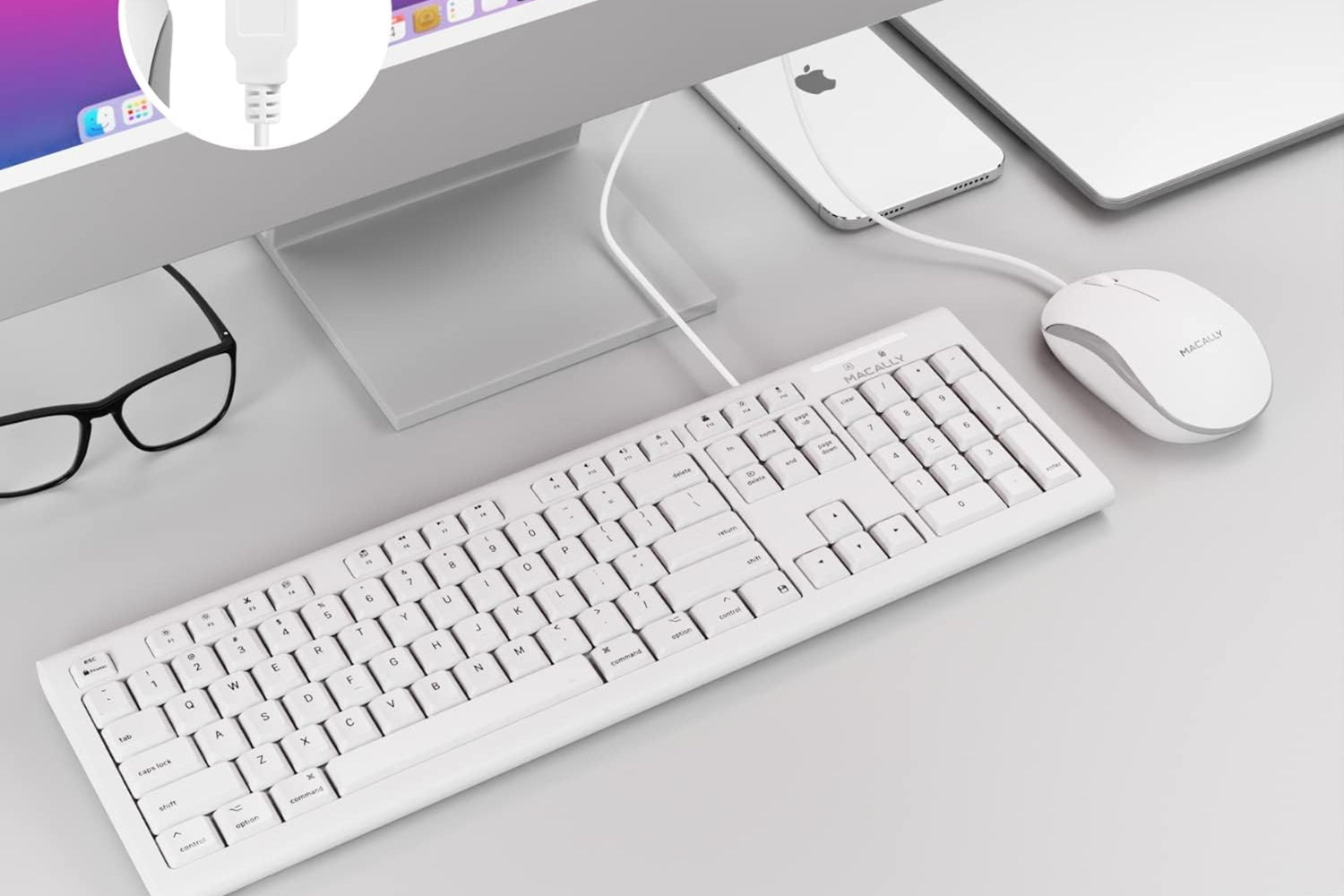 USB Wired Keyboard and Mouse for Mac | Spill Proof, Full Size with ...