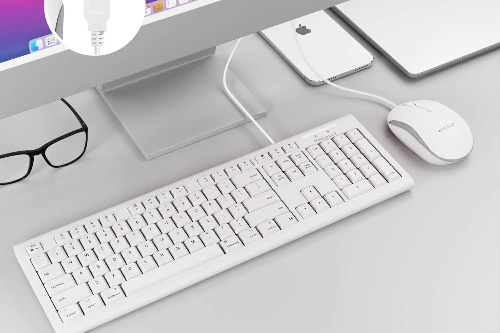 USB Wired Keyboard and Mouse for Mac | Spill Proof, Full Size with ...