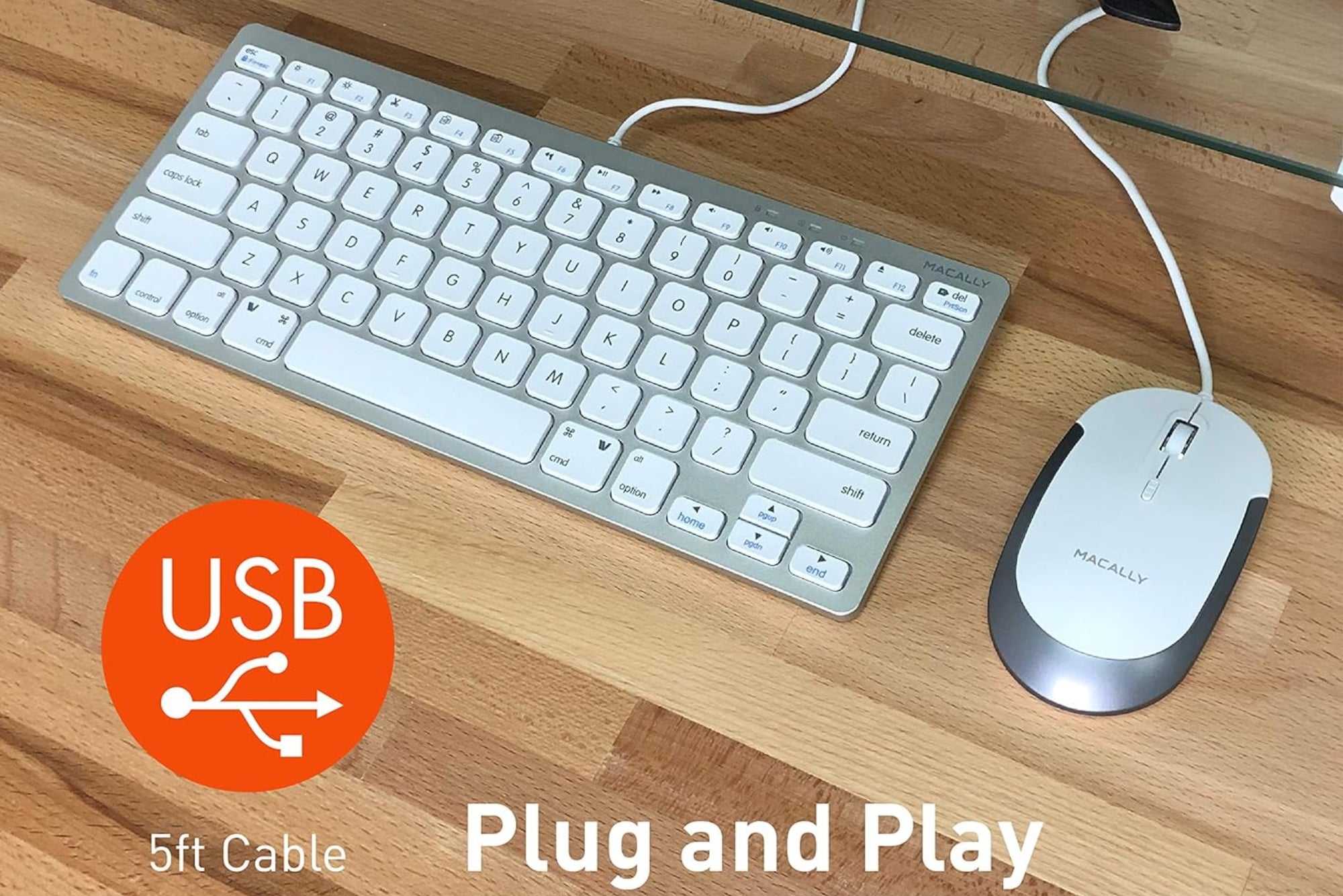 Wired Keyboard and Mouse for Mac | Compact with Numeric Keypad, USB A ...