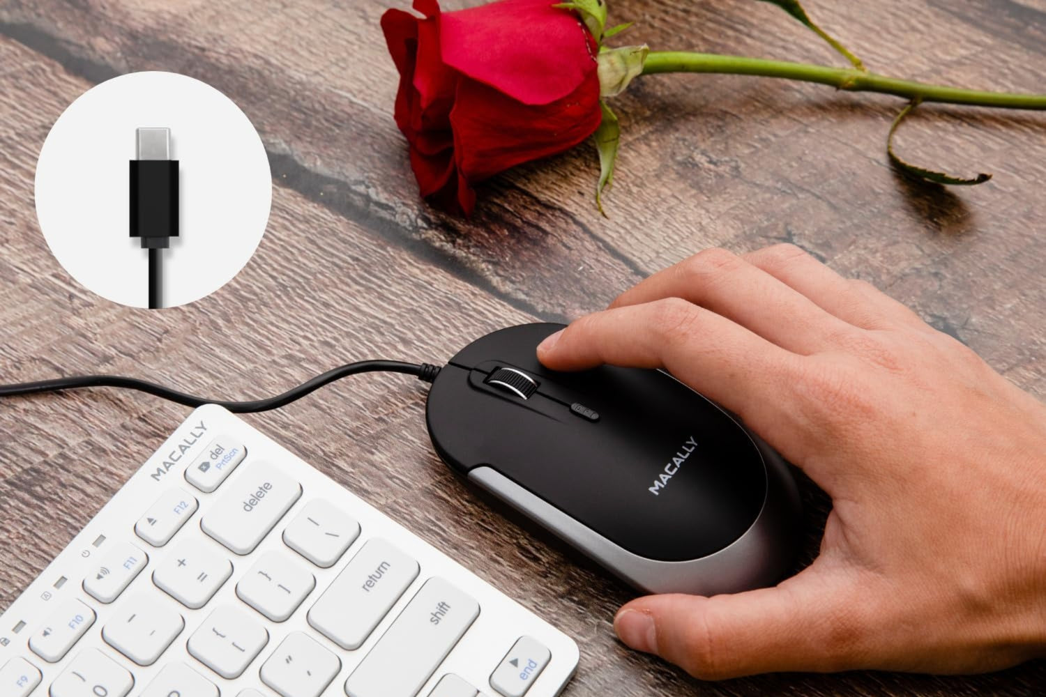 Wired USB C Mouse for MacBook and Mac | Silent Click - Work in Peace ...