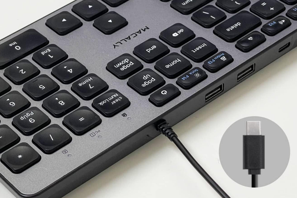 USB C Keyboard for Mac | USB Hub for Extra Ports, Full-Size with Number ...