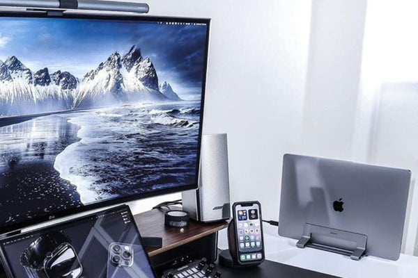 Vertical Laptop Stand for Desk – Adjustable, Space-Saving | Macally