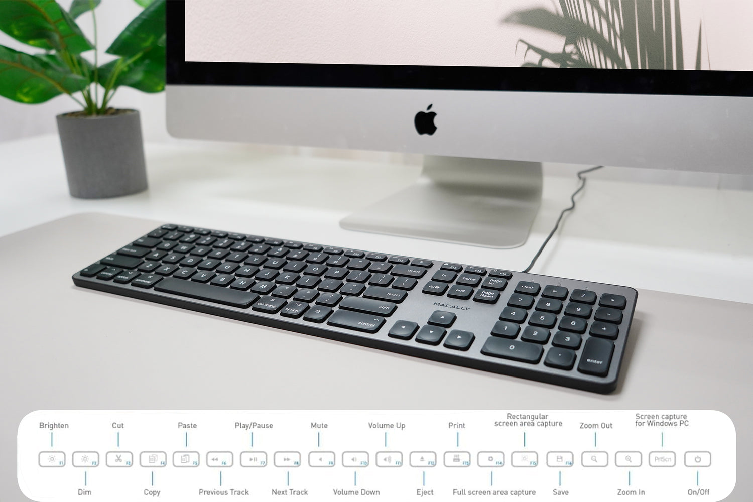 Backlit Keyboard for Mac | Low Profile, Full-Size, 20 MacOS Shortcuts ...