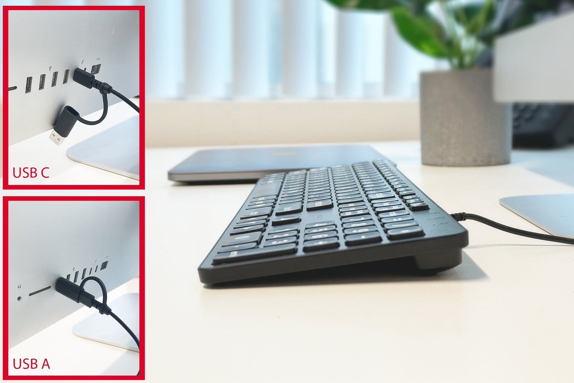 Backlit Mac Keyboard with Large Print Letters | Dual USB C / USB A ...