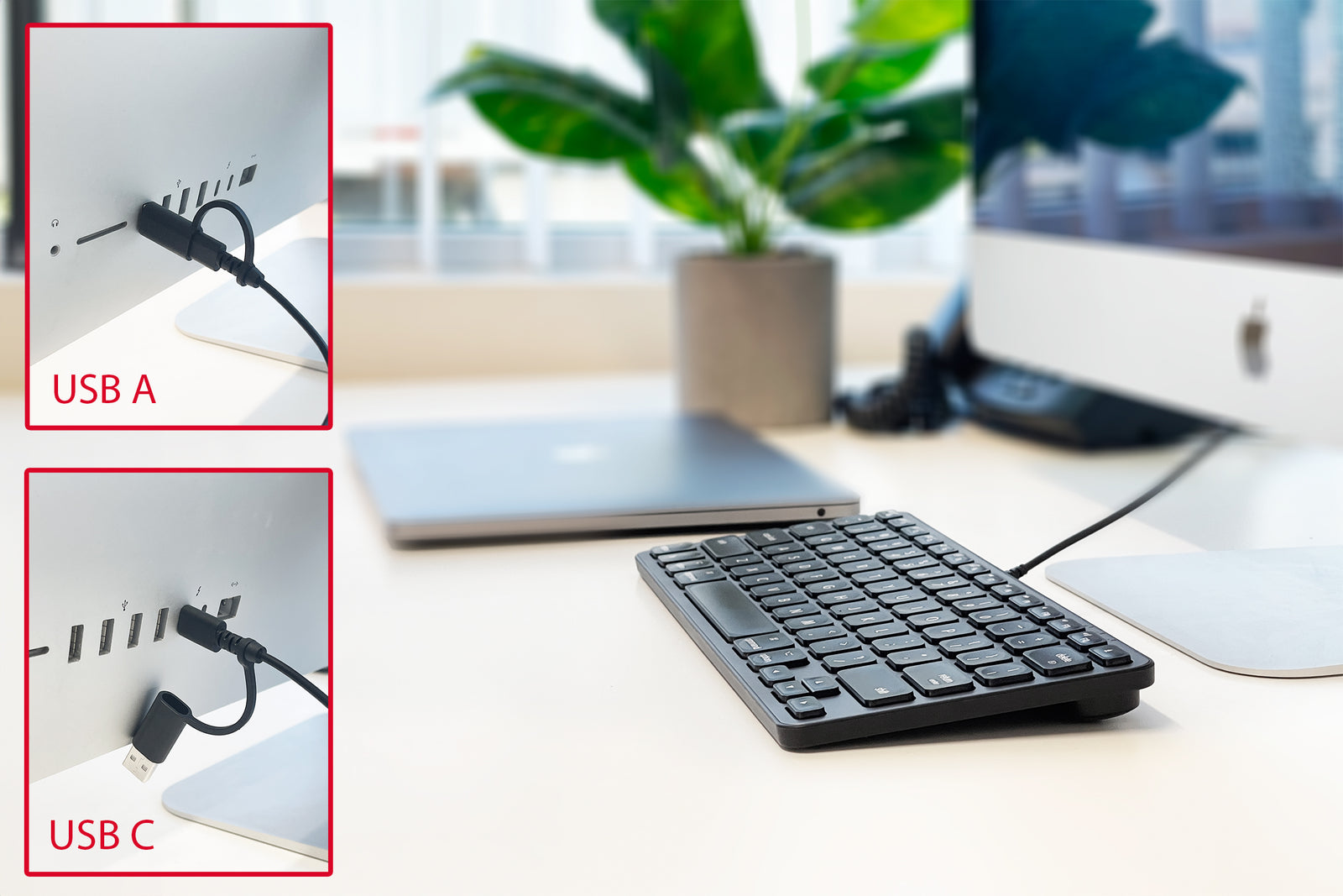 USB C Keyboard for Mac | USB Hub for Extra Ports, Dual USBA / USBC ...