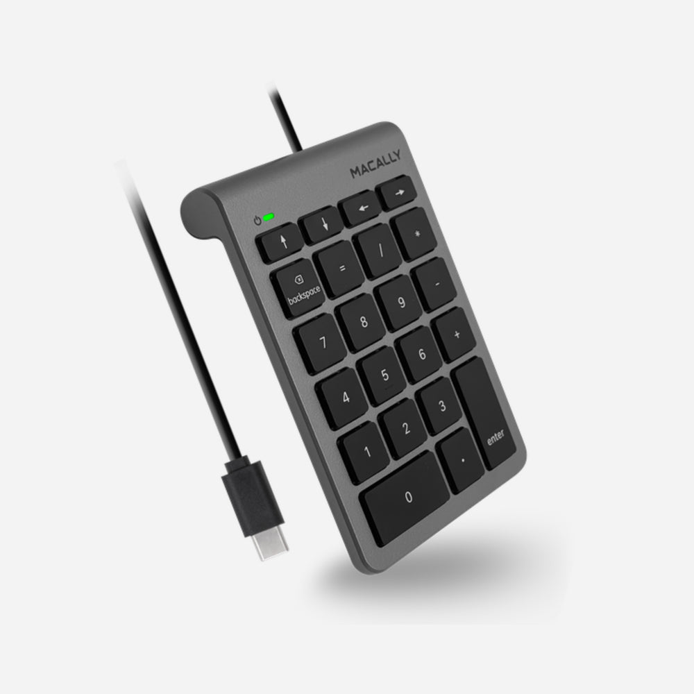 USB C Number Pad | Ultimate 10 Key Data Entry with Extra Numeric Keypad Functions | Macally