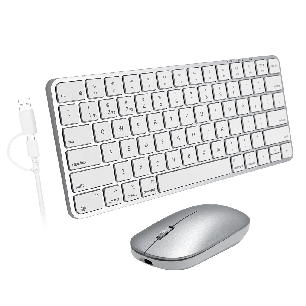 Dual-Mode Wireless Keyboard & Mouse Set Silver | Bluetooth/USB for Mac ...