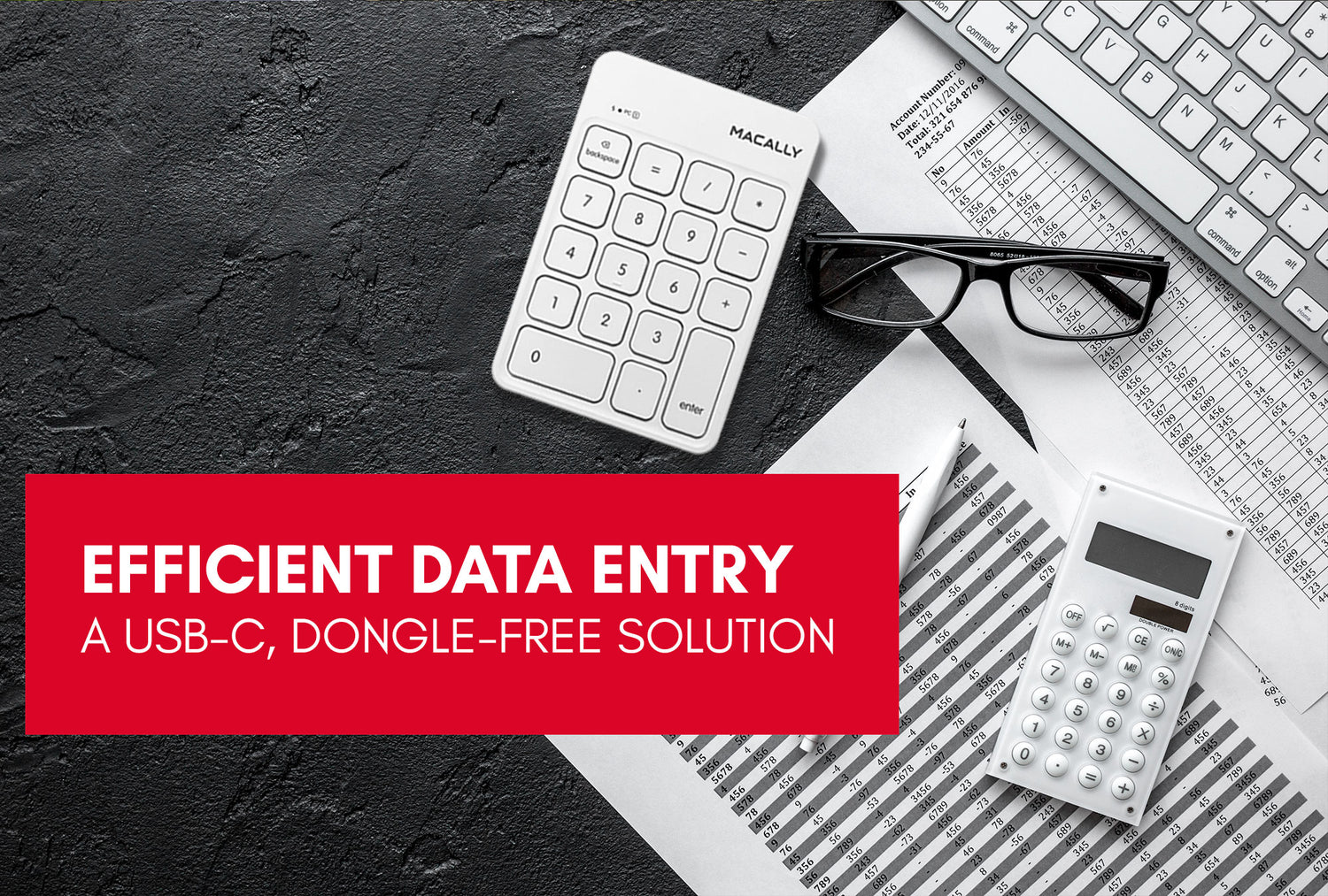 Wireless Number Pad with USB C Adapter | Portable Numeric Keypad for 10 ...