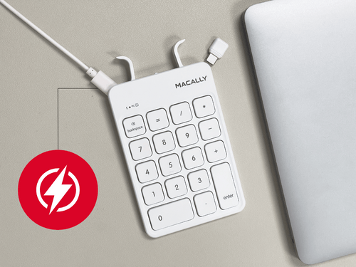 Wireless Number Pad with USB C Adapter | Portable Numeric Keypad for 10 Key Data Entry | Macally